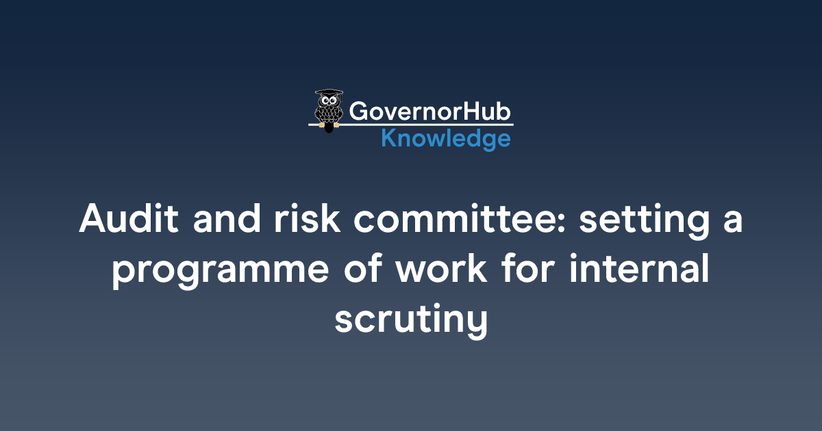 Audit and risk committee: setting a programme of work for internal ...